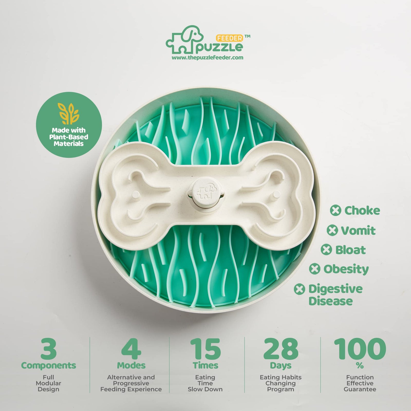 Puzzle Feeder™ / Dog Bowl for Eating Habit Training (Lawn-Green)